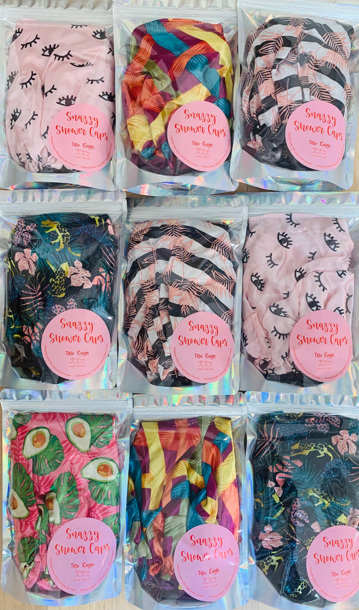 'Snazzy’ Shower Caps – Trio Rouge